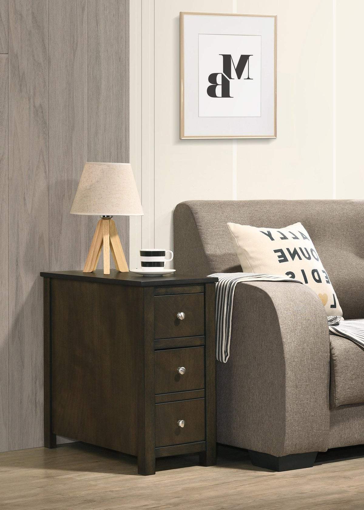 ISSAC CHAIRSIDE TABLE GREY WALNUT | Mattress & Furniture Super Center ...